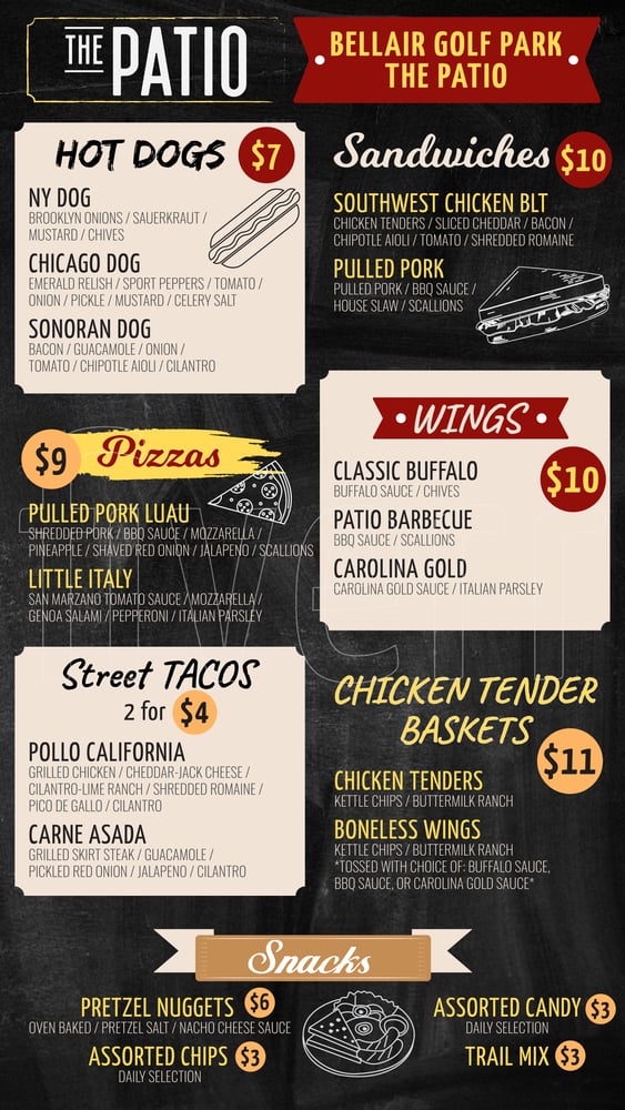 The Patio Food Menu